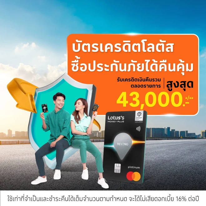 ประกันภัยรถยนต์ ชั้น 1,2,3 โลตัส มันนี่ พลัส | Lotus's Money Plus